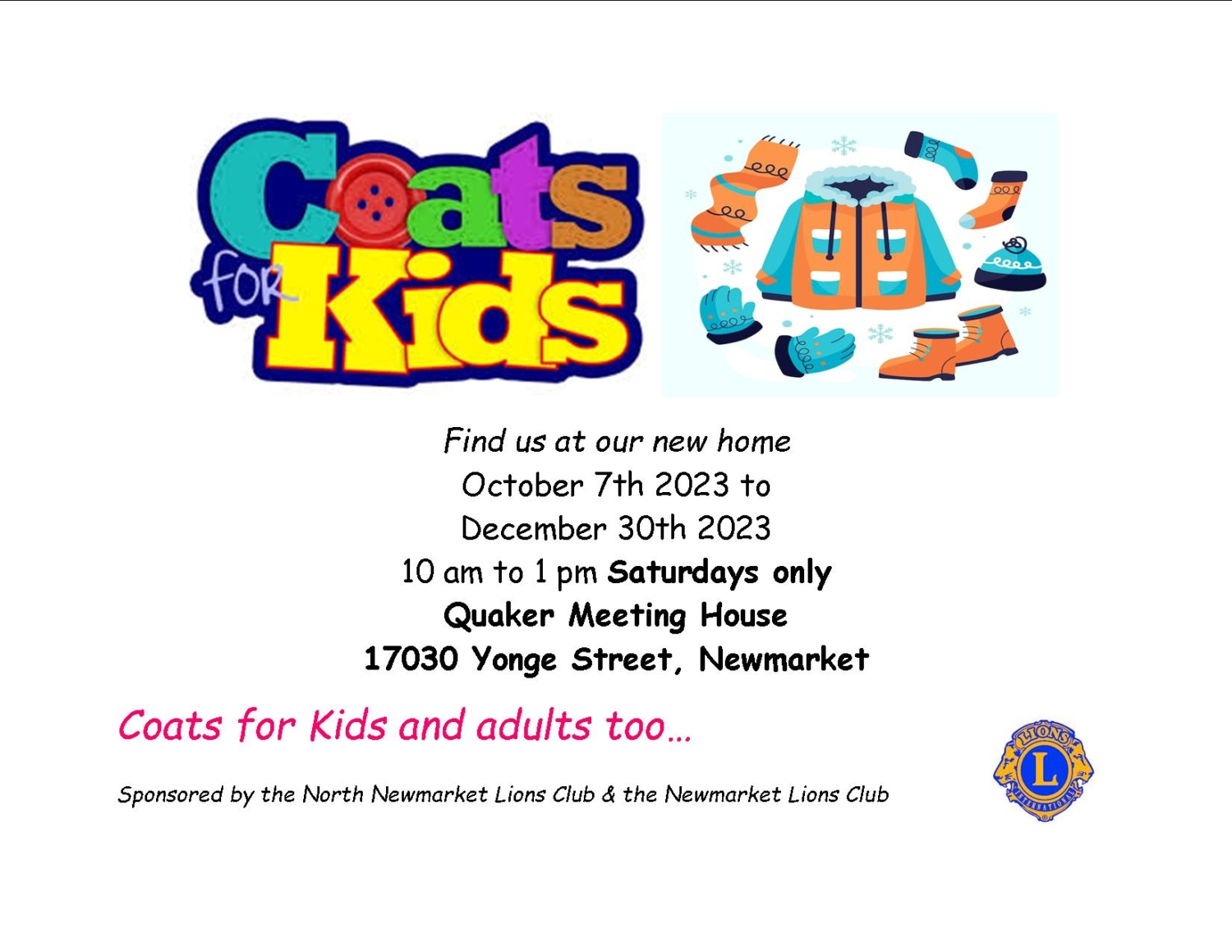 Coats for Kids - Newmarket Lion's Club